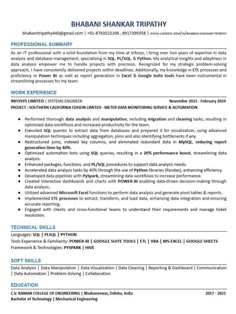 Bhabani Shankar | PDF | Data | Sql