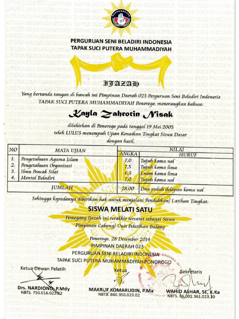 Sertifikat Tapak Suci | PDF