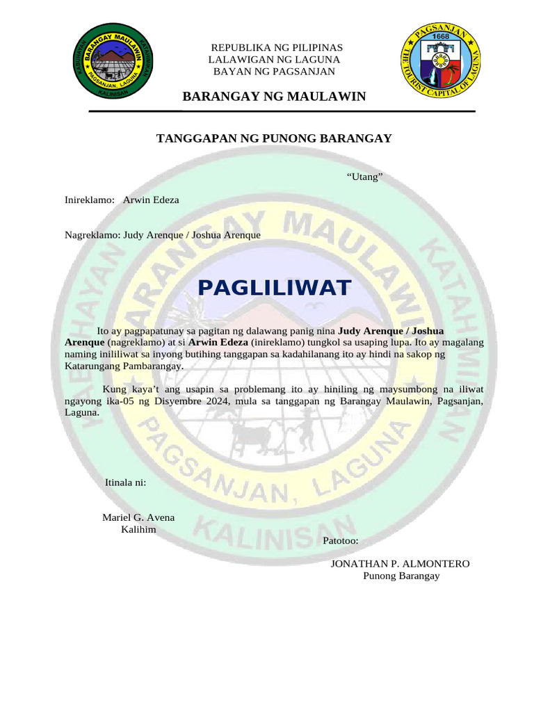 Endorsement Letter - PNP | PDF