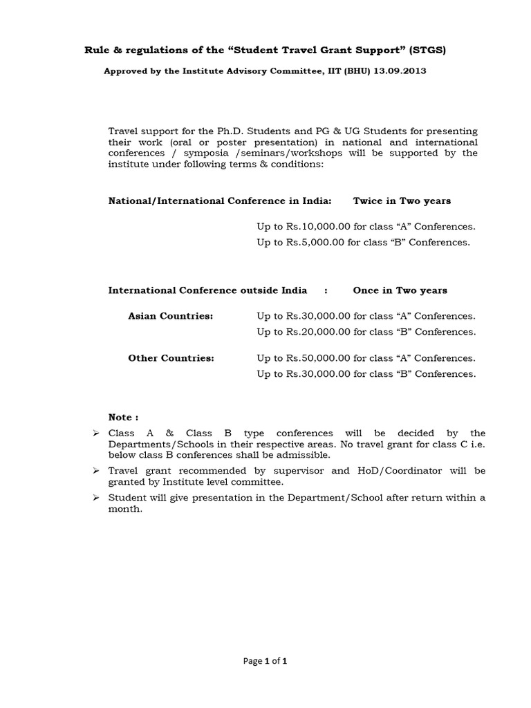 Student Travel Grant Guidelines | PDF