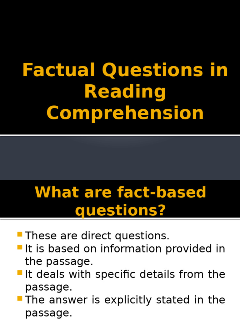 Factual Questions in RC Ppt | PDF
