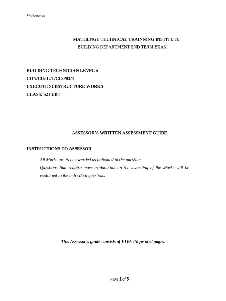 Substructure Works Assessment Guide | PDF | Concrete | Foundation ...