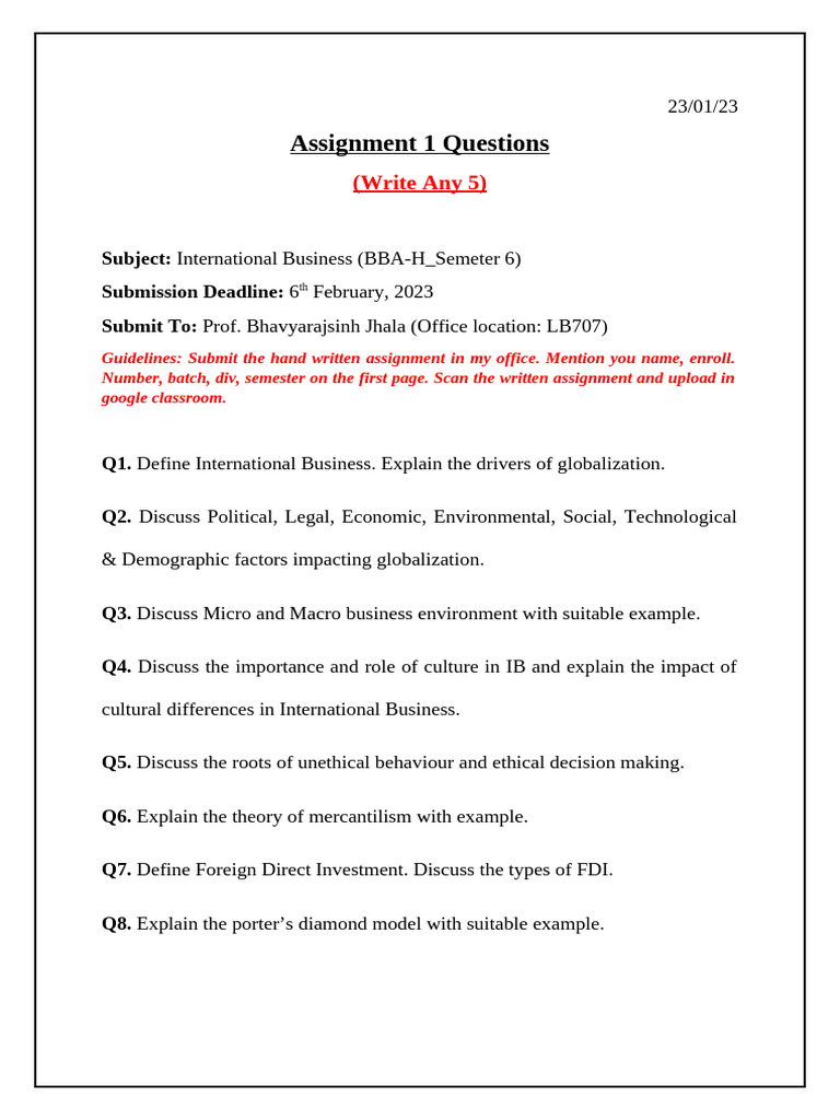 Assignment Questions-IB | PDF