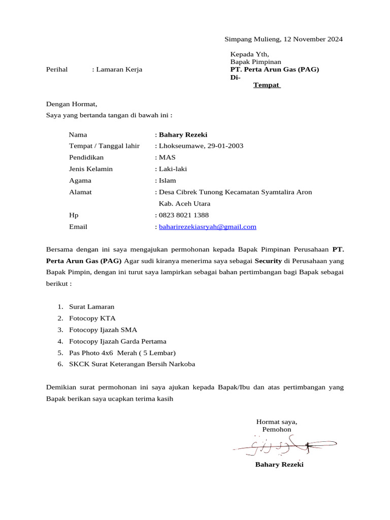 LAMARAN Bahari Rezeki | PDF