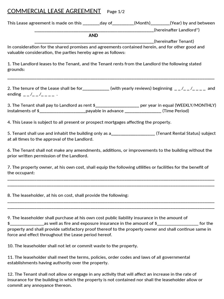 Commercial Lease Agreement | PDF | Leasehold Estate | Lease