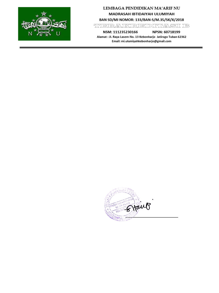 Contoh Surat Keterangan Mutasi MASUK Ok | PDF