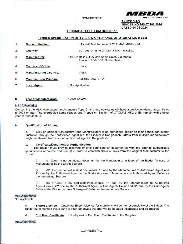 Technical Offer MBDA | PDF