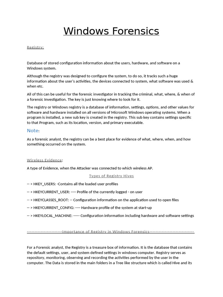 Registry Forensics and File Systems | PDF | Windows Registry | File System