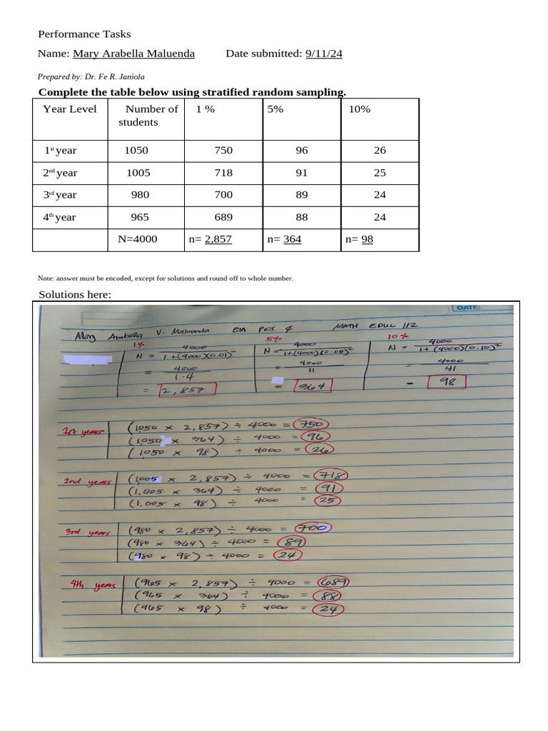 Stratified Random Sampling PT | PDF
