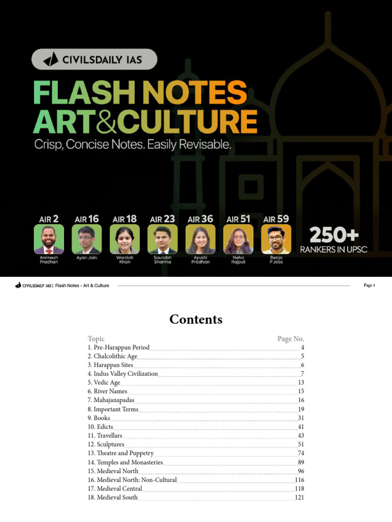 Flash Notes Art and Culture 2024 @RecklessHaryanvi | PDF