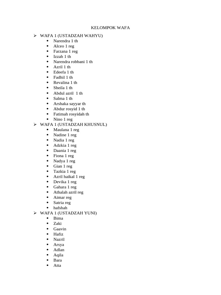 Kelompok Wafa | PDF
