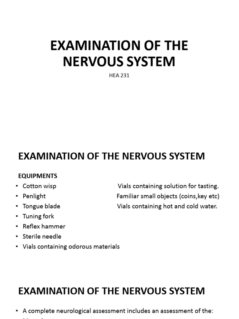 Neurological Assessment Guide | PDF | Anatomical Terms Of Motion | Senses