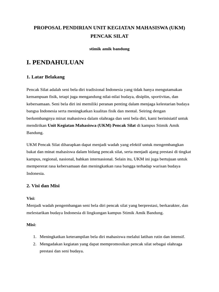 Proposal Pendirian Unit Kegiatan Mahasiswa | PDF