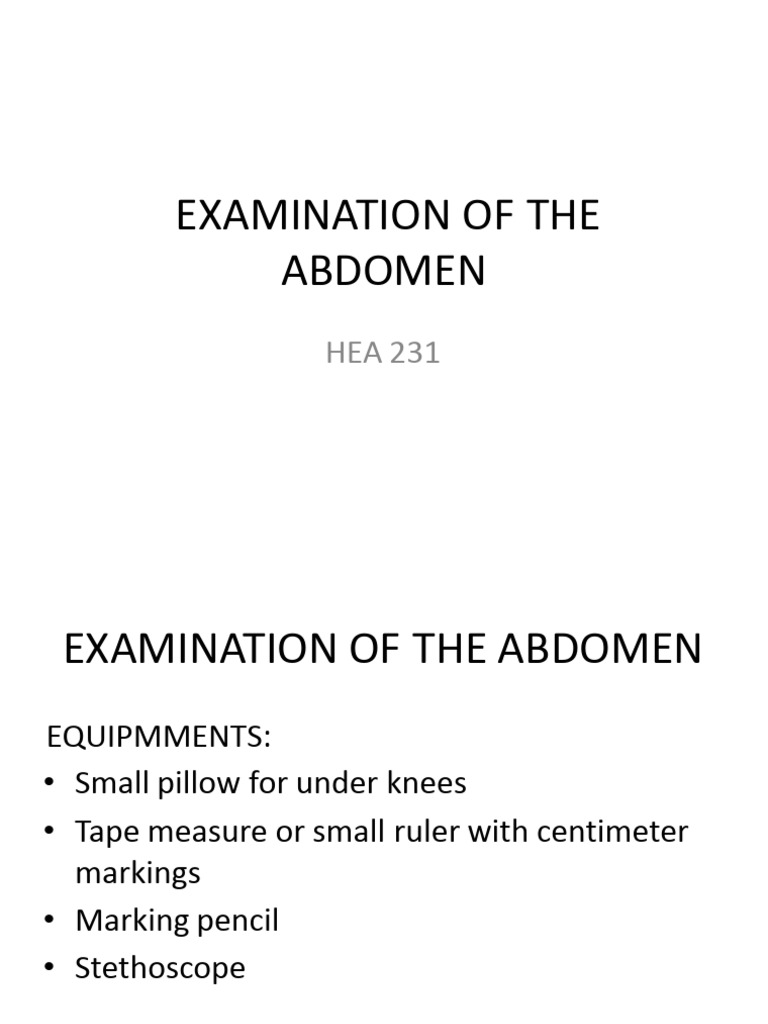 Examination of The Abdomen | PDF | Rectum | Abdomen