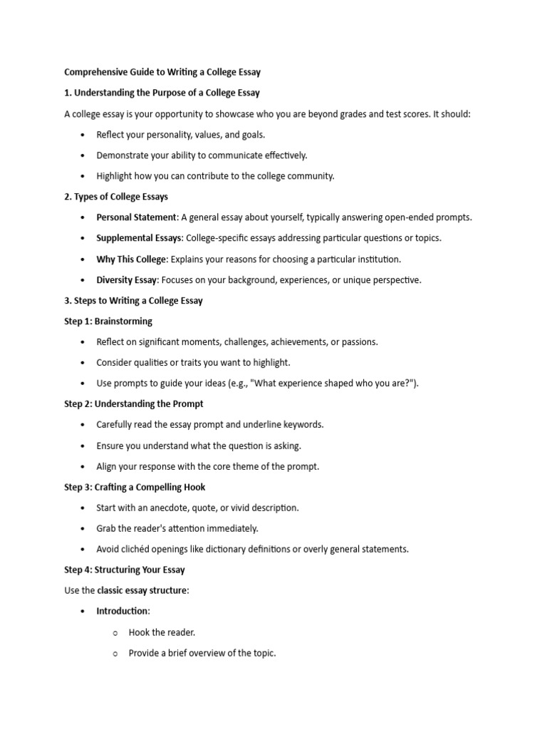 Comprehensive Guide To Writing A College Essay | PDF | Essays ...