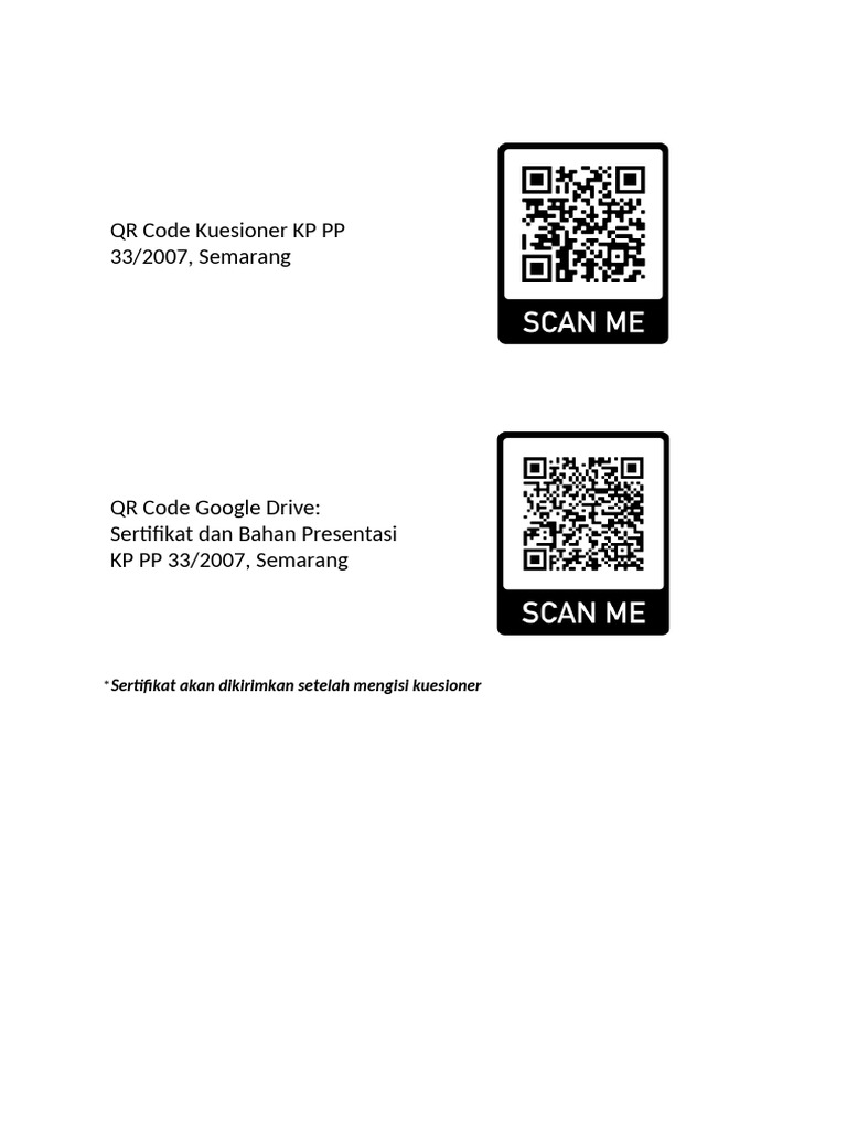 QR Code Kuesioner Dan Sertifikat | PDF