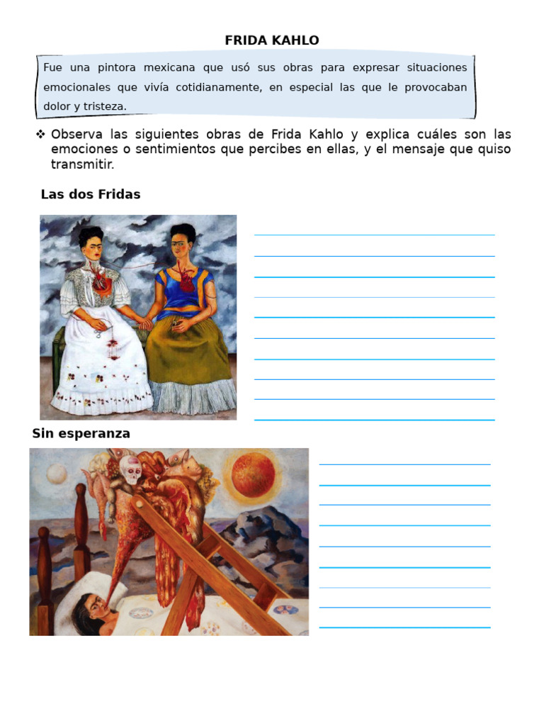 Emociones en las obras de Frida Kahlo | PDF