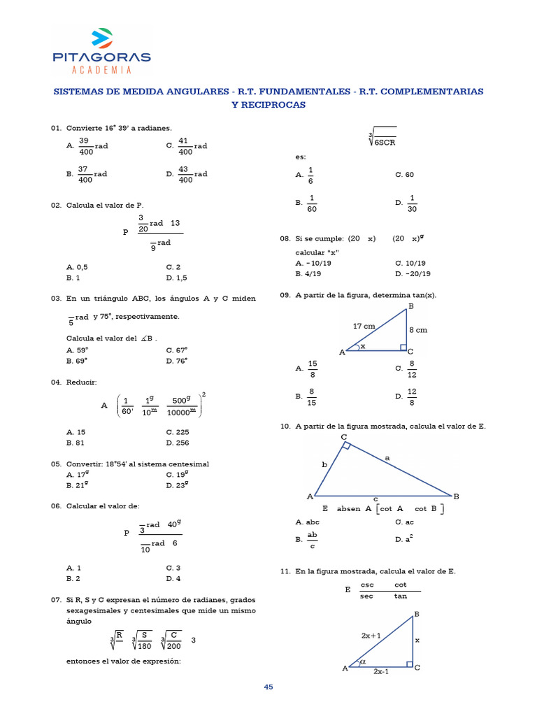 Problemas de Trigonometría Avanzada | PDF | Triángulo | Trigonometría