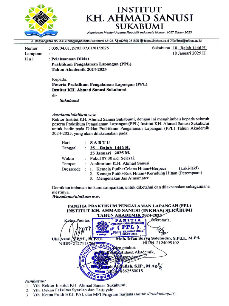 Pelaksanaan Diklat PPL TA. 2024-2025 - Page-0001 | PDF