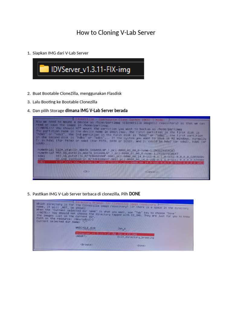 Kloning Server V-Lab dengan Clonezilla | PDF