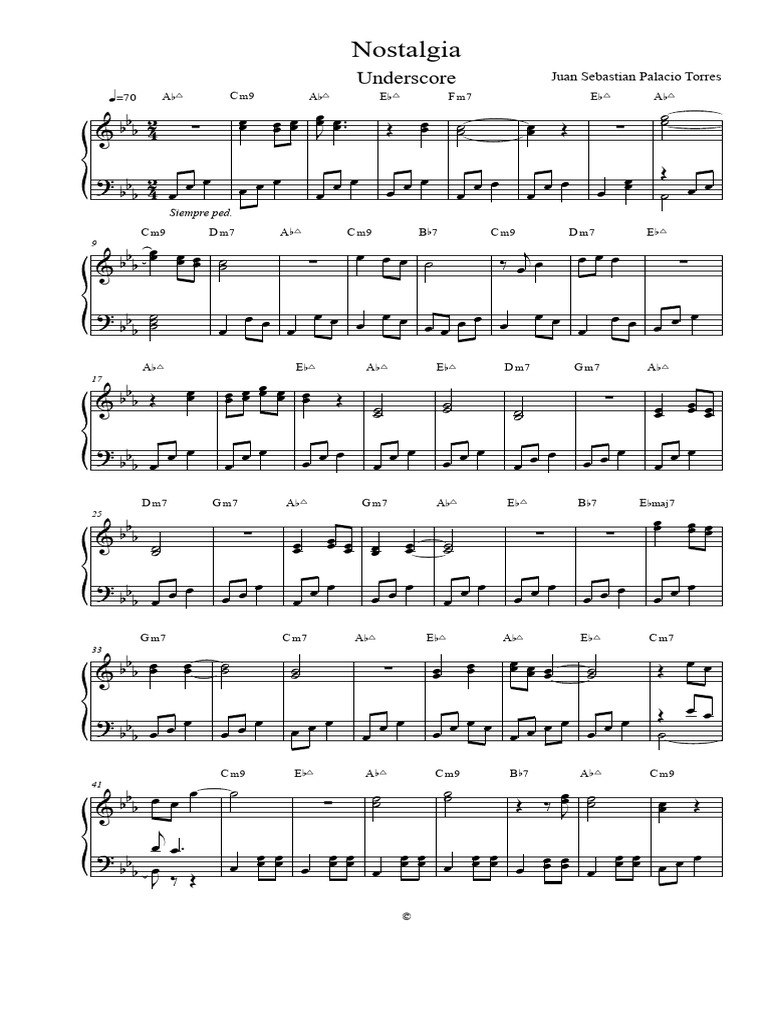 Nostalgia Sheet Music for Piano | PDF