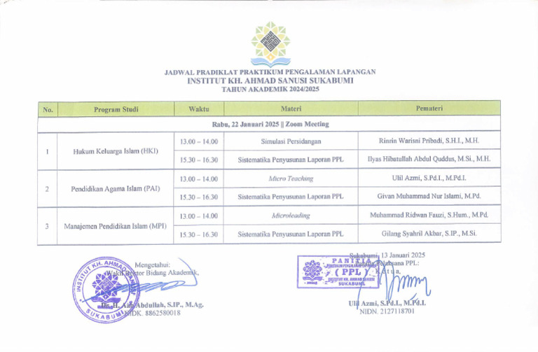 Jadwal Pra Diklat PPL TA. 2024-2025 | PDF