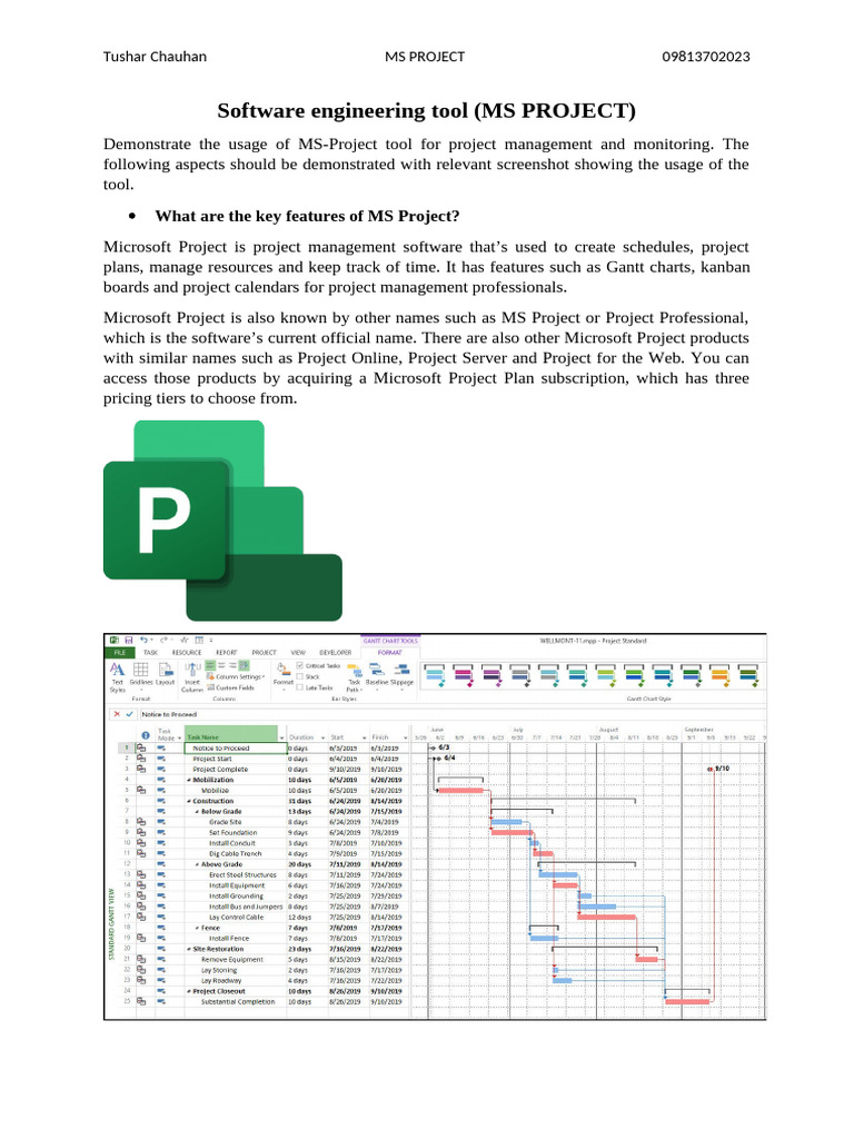 MS Project Guide for Software Engineering | PDF | Project Management ...