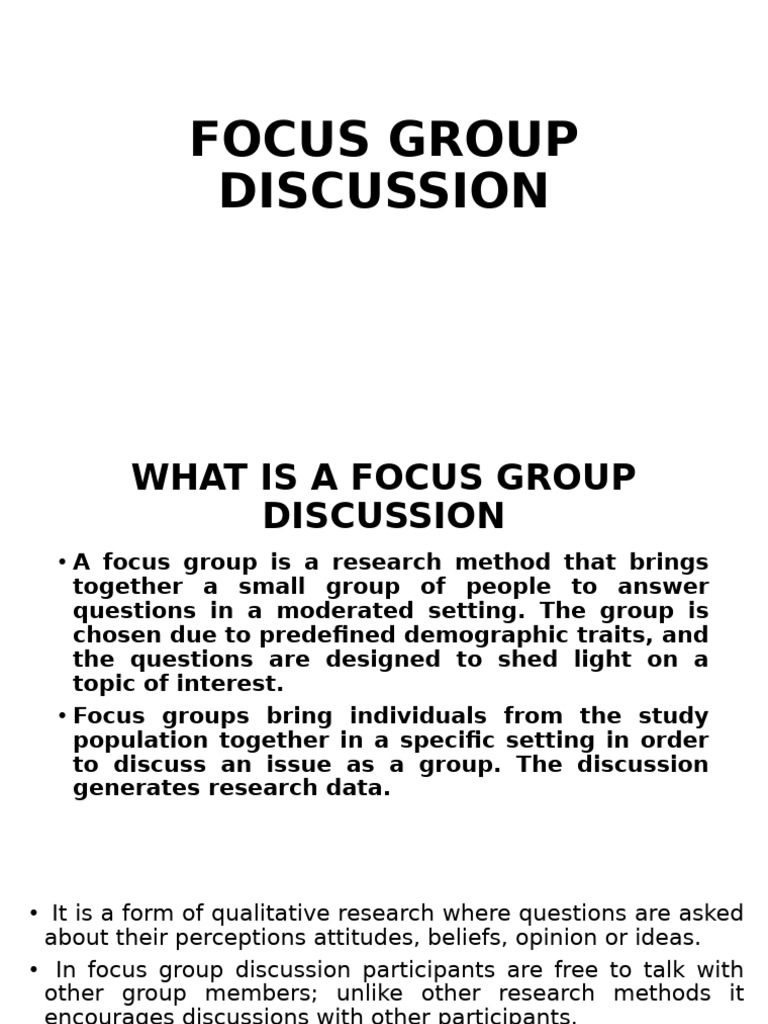 Focus Group Discussion | PDF