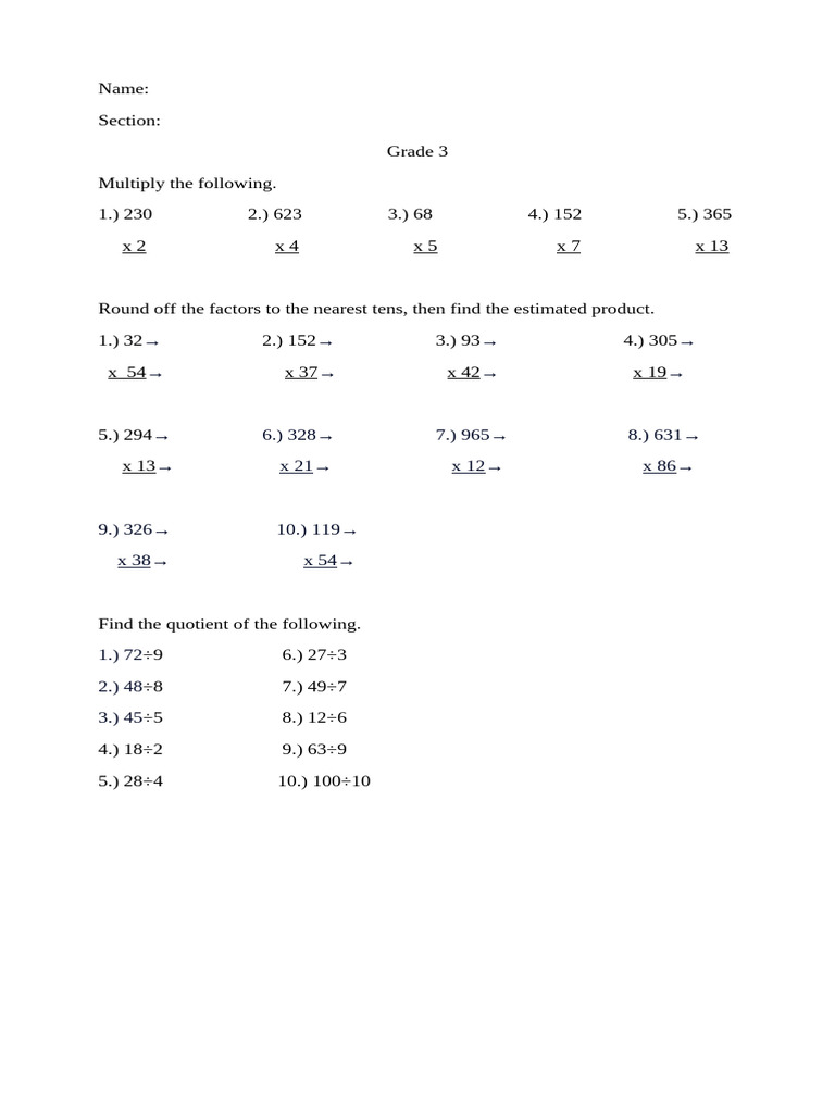 Grade 3 (Math) | PDF