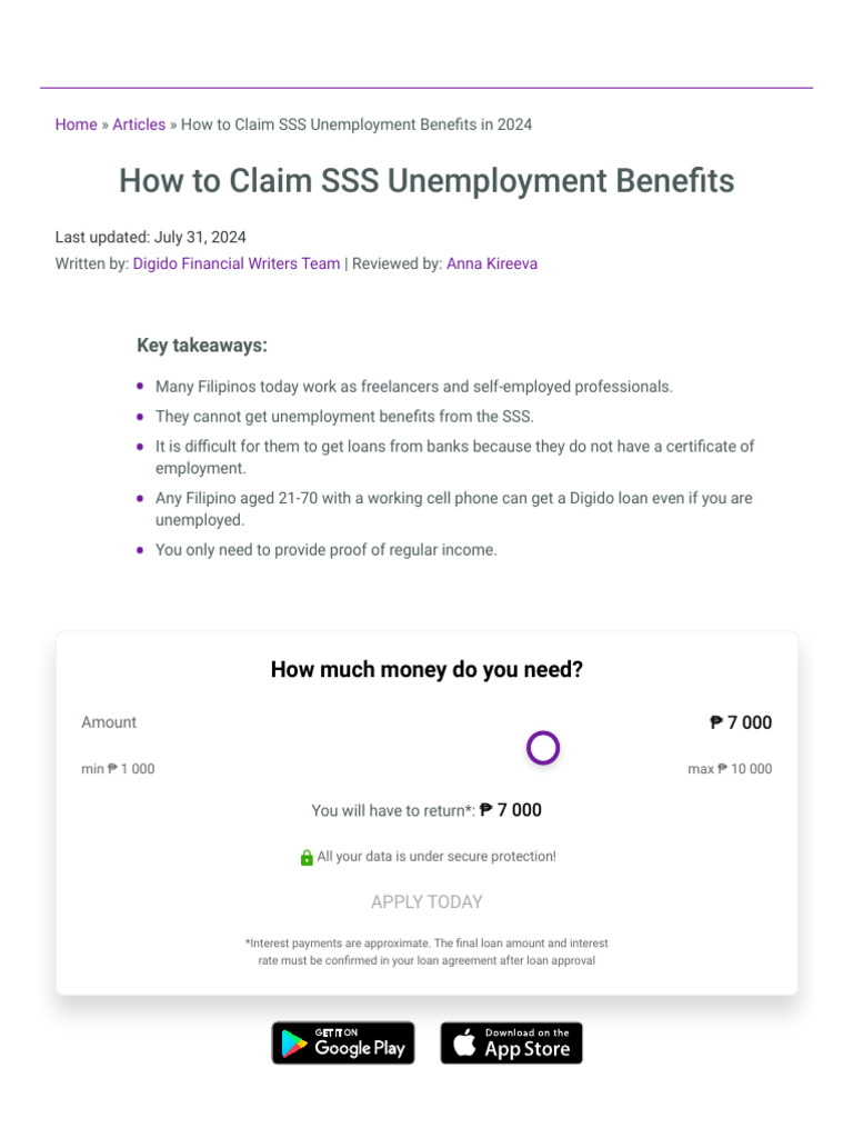 How To Claim SSS Unemployment Benefits in 2024 - Digido | PDF ...