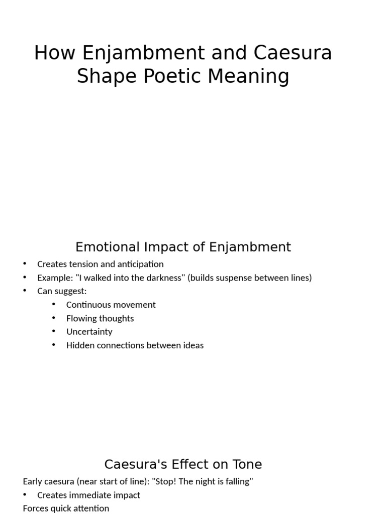 Enjambment and Caesura in Poetry | PDF