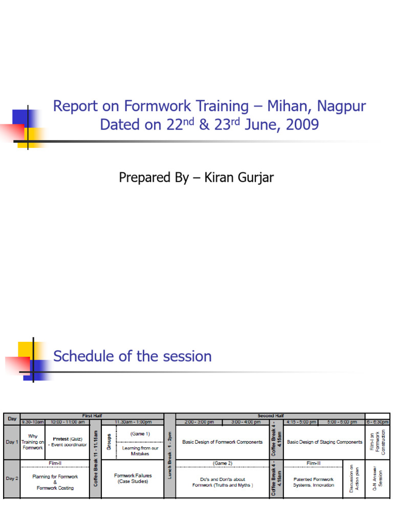 Report On Formwork Training - Mihan, Nagpur | PDF