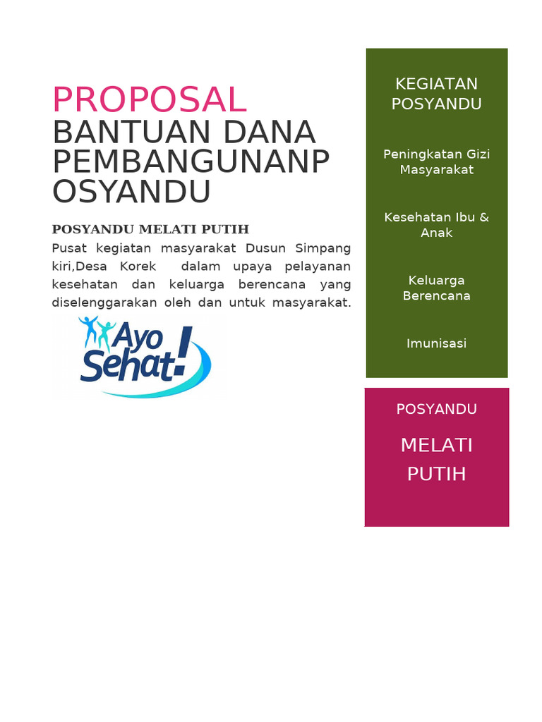 Proposal Bantuan Dana Posyandu Posyandu | PDF