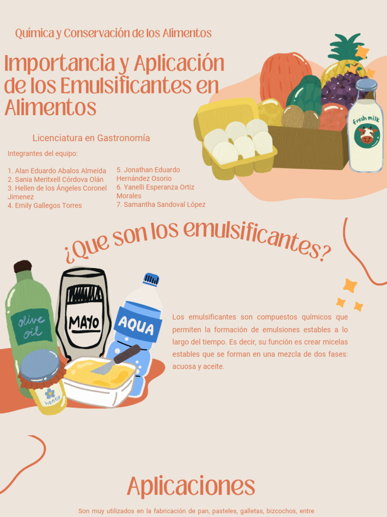 Aplicación e Importancia de los emulsificantes en alimentos | PDF ...