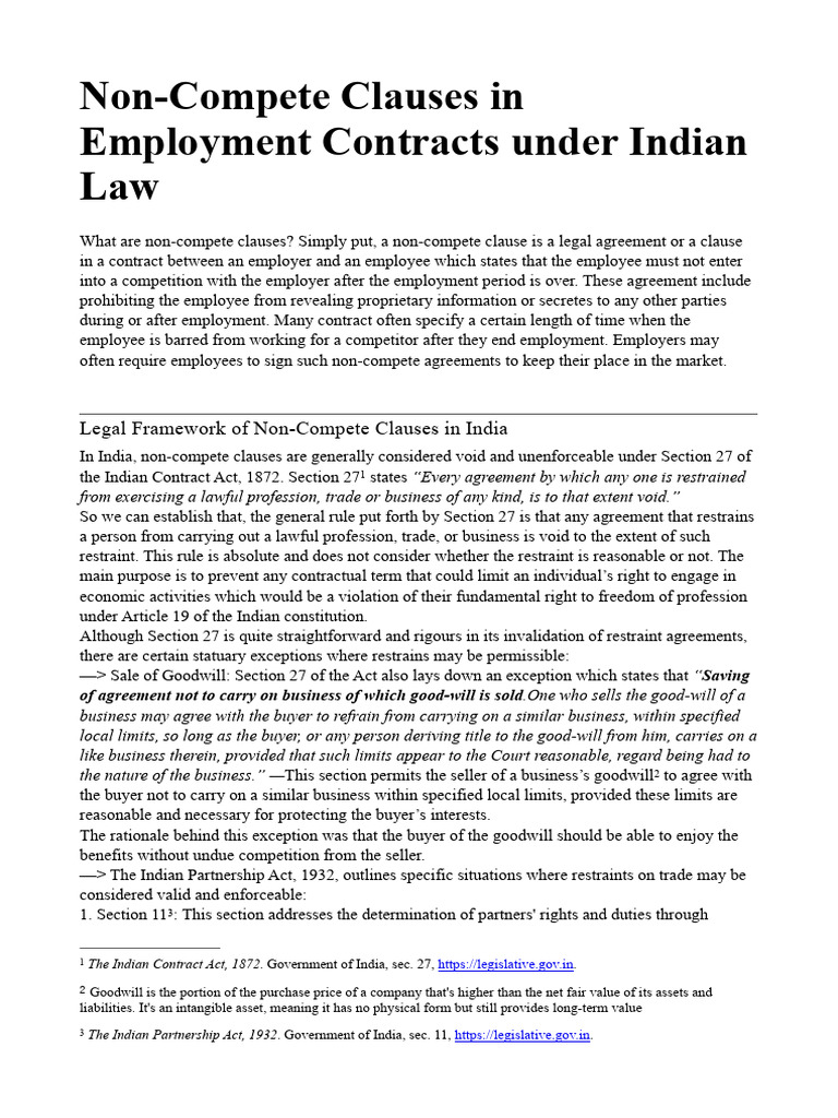 Non-compete clauses | PDF | Justice | Crime & Violence