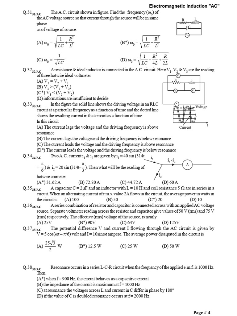 AC Circuit Analysis and Resonance | PDF | Inductor | Voltage