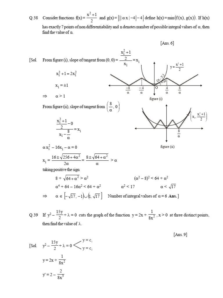 Aod Sheet 14 Integer Type (BMDP) With Answers | PDF | Tangent | Slope