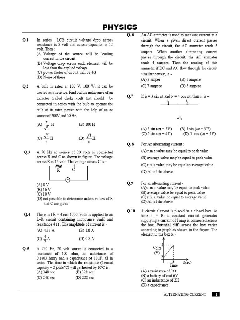 Ac SCQ Sheet 1 (C New) - 052934 | PDF | Alternating Current ...