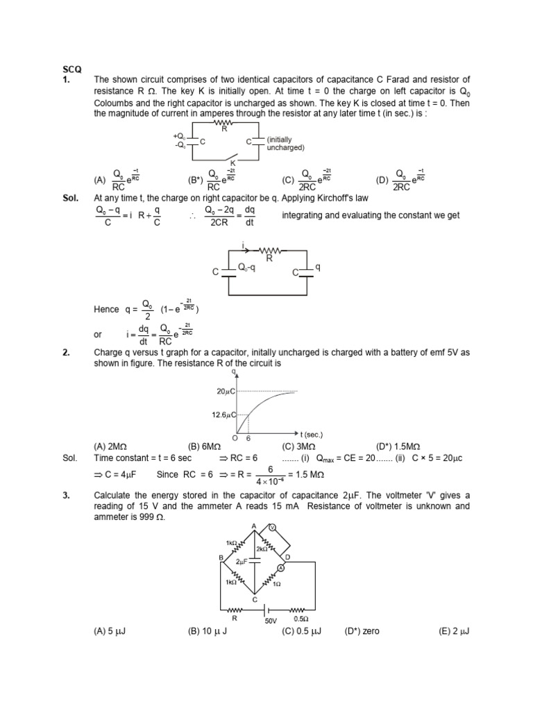 Capacitors Test-1 Advanced Pattern With Solutions_070527 | PDF ...