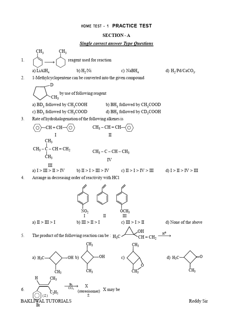 Hydrocarbon Class Tect & Home Tst-Pages-2 | PDF | Alkene | Chemical ...