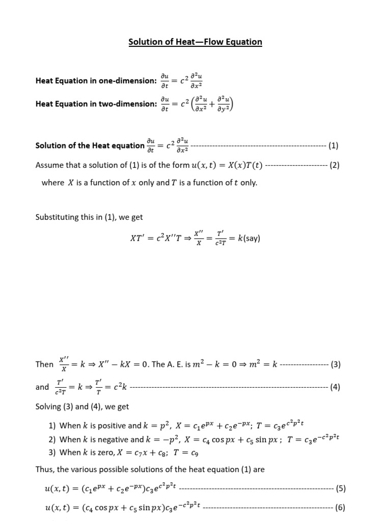 Solution of Heat Equation | PDF | Thermal Conduction | Applied And Interdisciplinary Physics