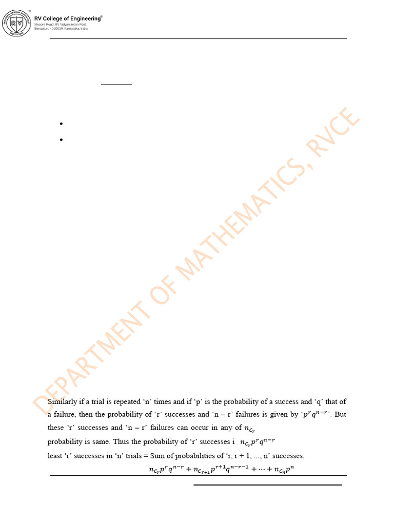 Unit 4 Probability Distributions-MA231CT | PDF | Probability ...