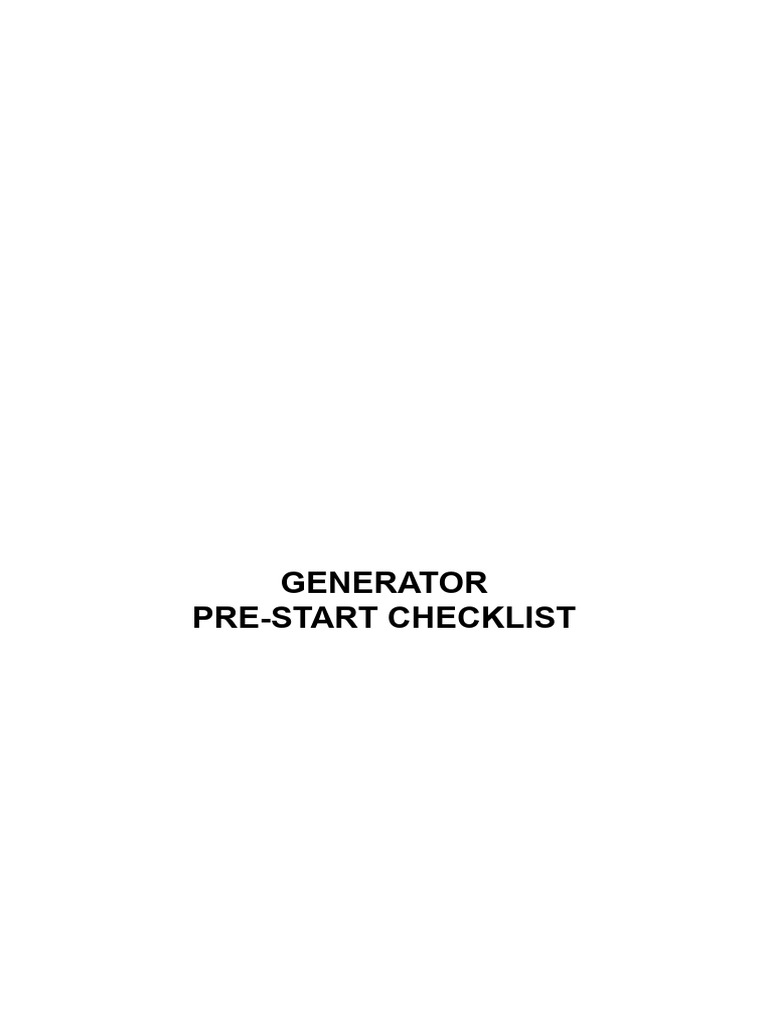 Generator Pre-Start Checklist Guide | PDF