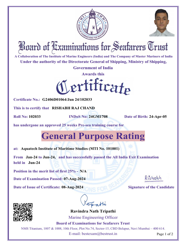GPR Certificate | PDF