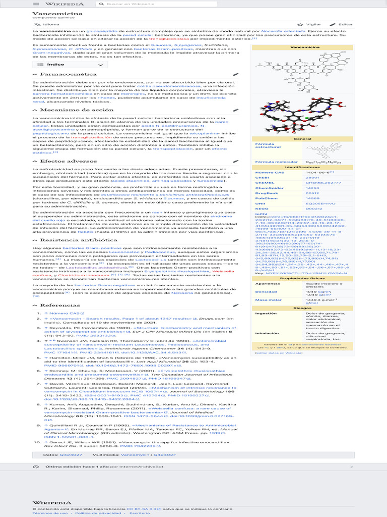Vancomicina: Uso y Resistencia | PDF | Drogas | Medicina