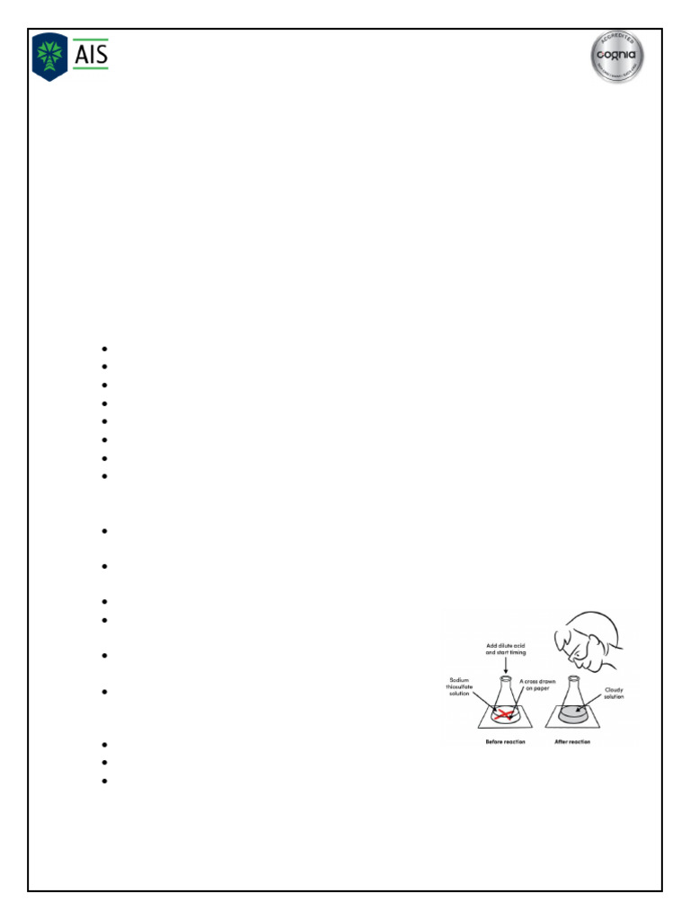 Investigation Rate of Reaction WS | PDF | Experiment | Chemical Reactions