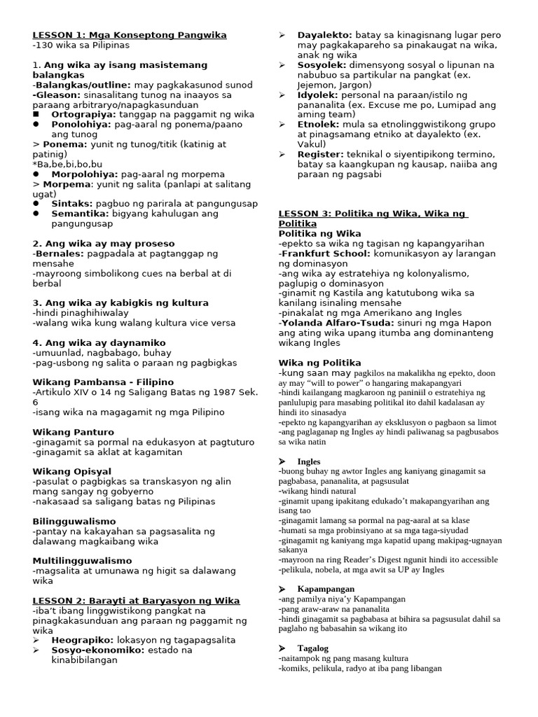 Filipino Notes | PDF