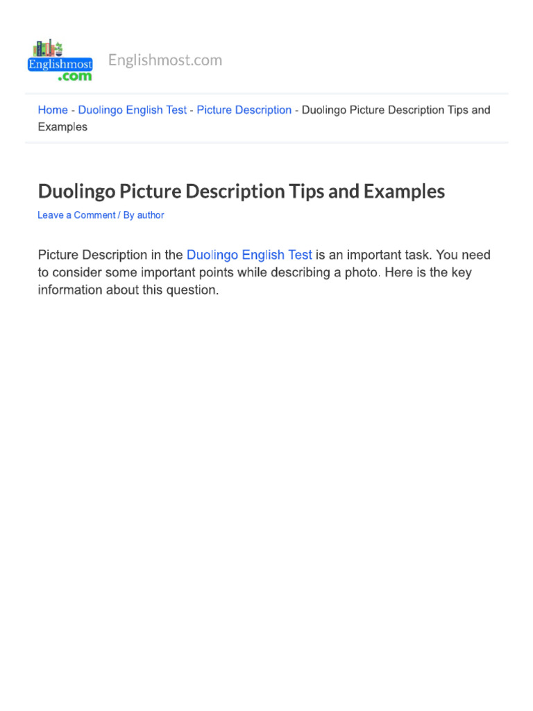Duolingo Picture Description Tips and Examples | PDF