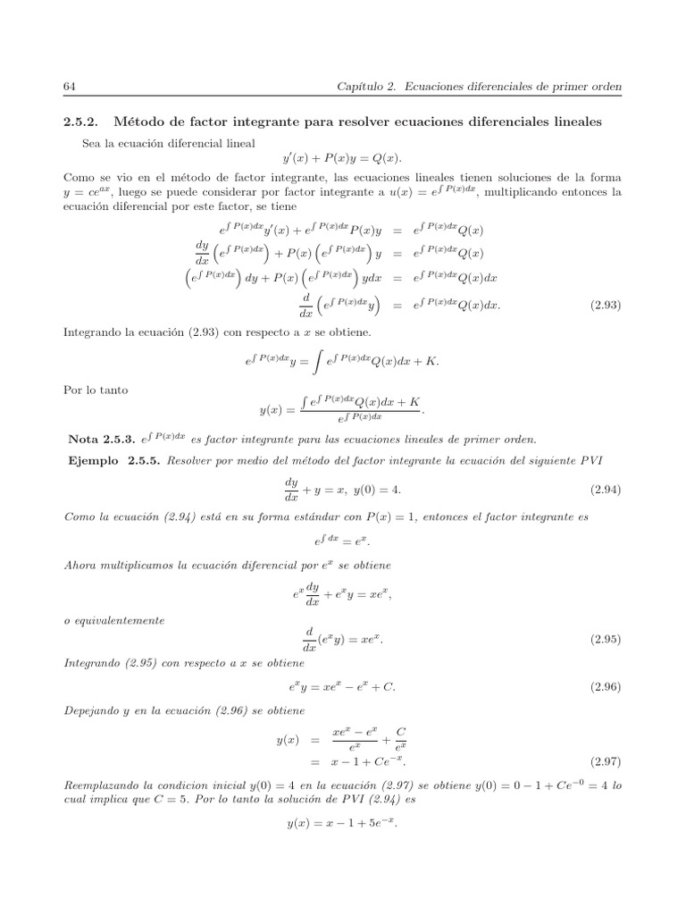Método del Factor Integrante en Ecuaciones Diferenciales | PDF | Ecuaciones | Ecuaciones ...