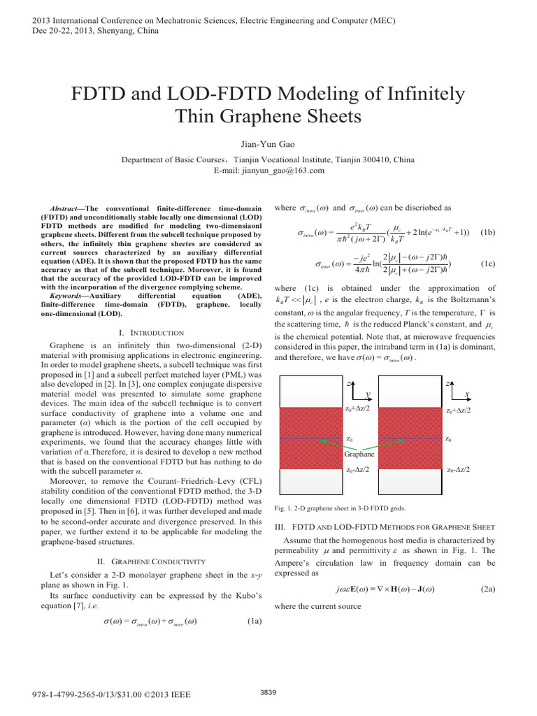 FDTD_and_LOD-FDTD_modeling_of_infinitely_thin_graphene_sheets | PDF | Graphene | Condensed ...